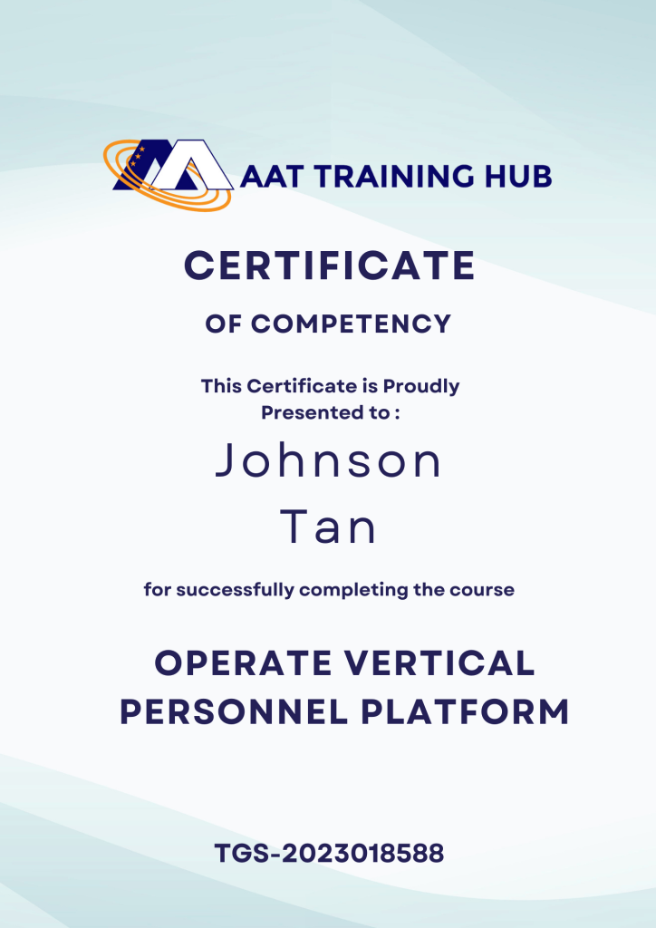 Operate Vertical Personnel Platform Course - Singapore