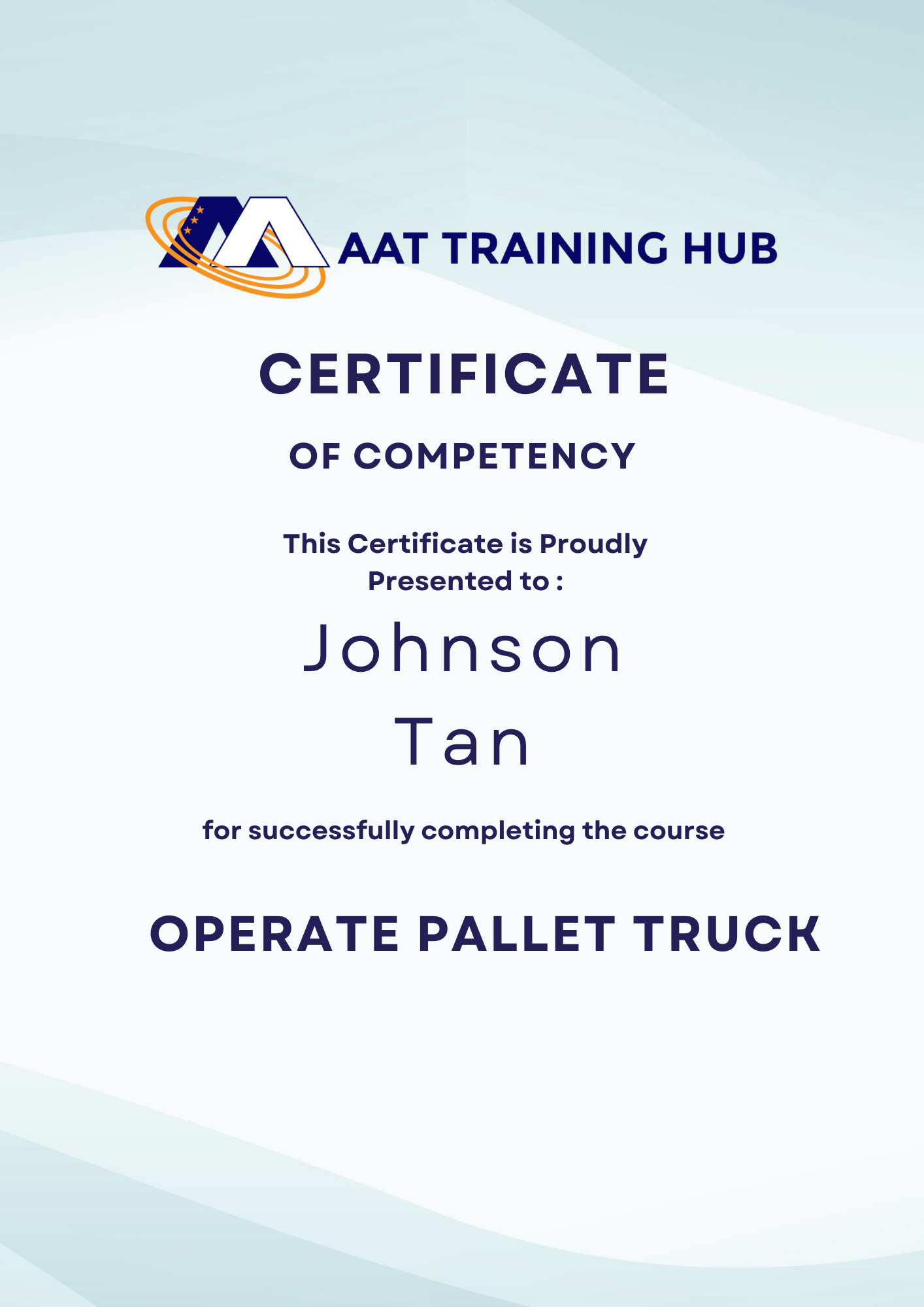 Operate Pallet Truck - AAT Training Hub Pte Ltd: WSQ Courses (IATA ...